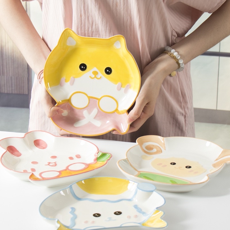 Jual Piring Mangkok Saji Keramik dengan Motif Kartun Cat Bunny Sheep ...