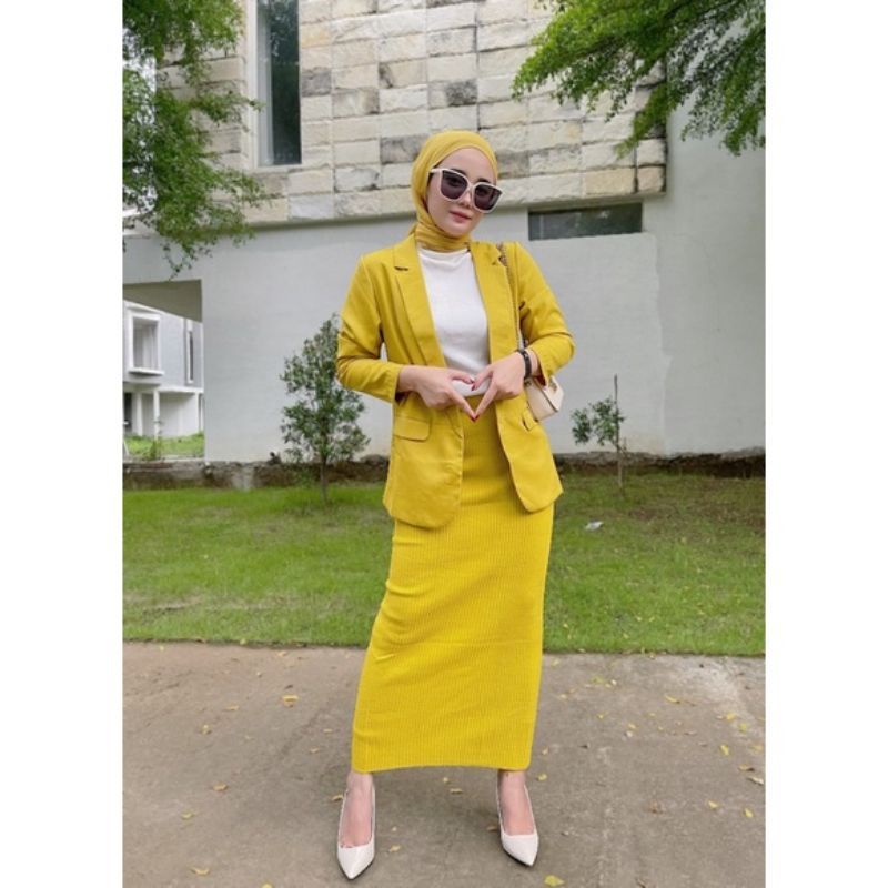 Jual ROK SPAN RAJUT / PREMIUM / KUNING | Shopee Indonesia