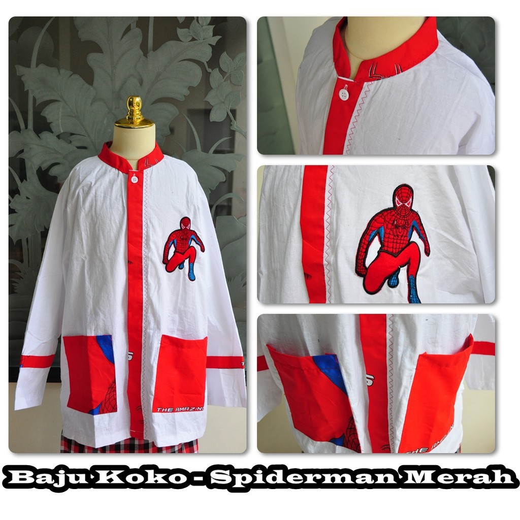 Jual HIT - BAJU KOKO SPIDERMAN MERAH | Shopee Indonesia