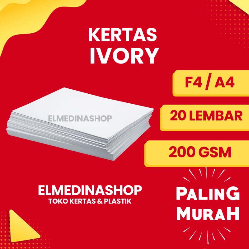 Jual 20 Lembar Kertas Ivory F4 & A4 Gramasi Tebal 200 Gsm Untuk Sampul ...