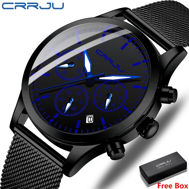 Jual 【Local Seller】CRRJU Original Jam Tangan Pria Fashion Kronograf ...