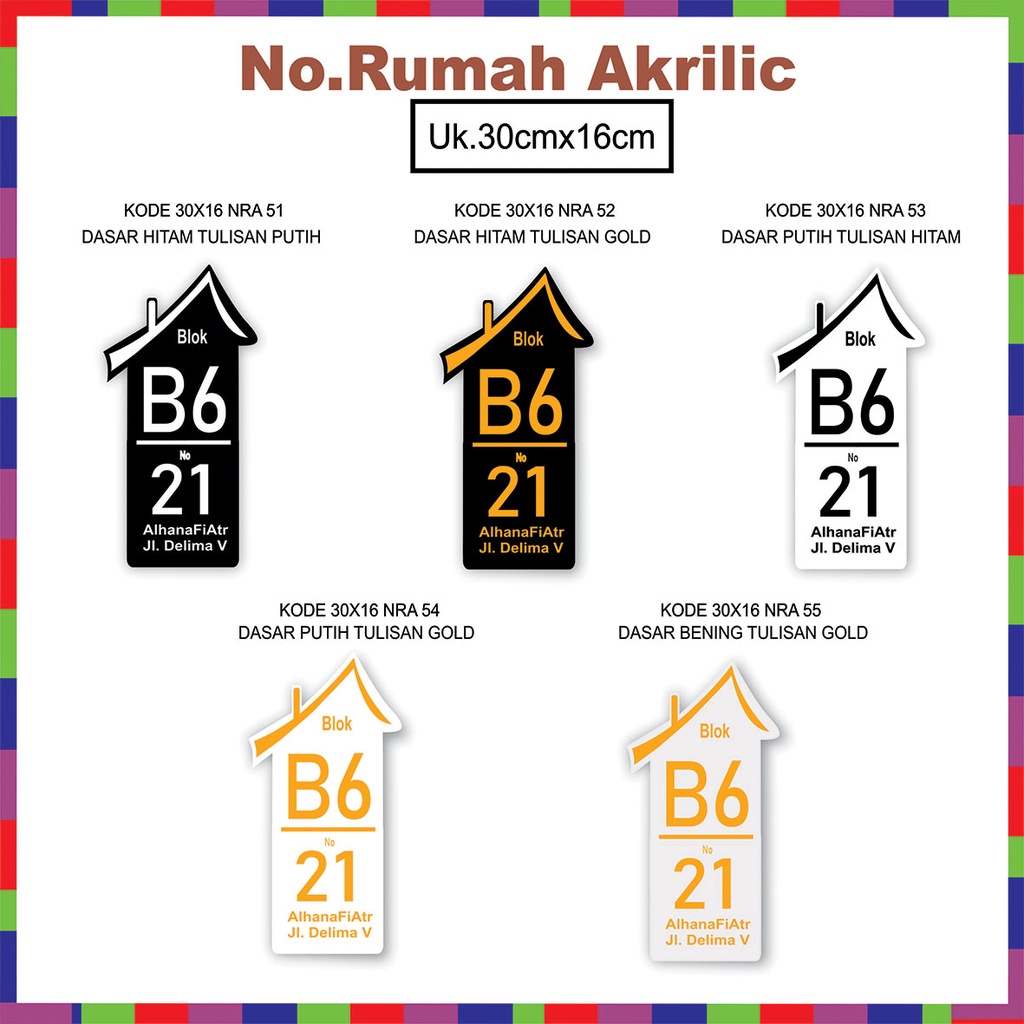 Jual PAPAN NOMOR RUMAH AKRILIK | NO RUMAH AKRILIK | ALAMAT RUMAH 30X16 ...
