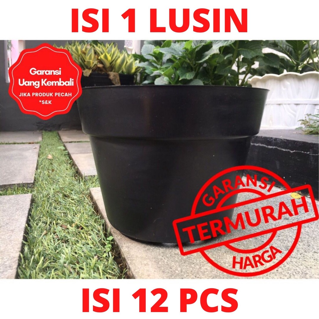 Jual LUSINAN Pot Bunga Murah /Pot Tanaman /Pot Plastik uk 20 CM Hitam ...