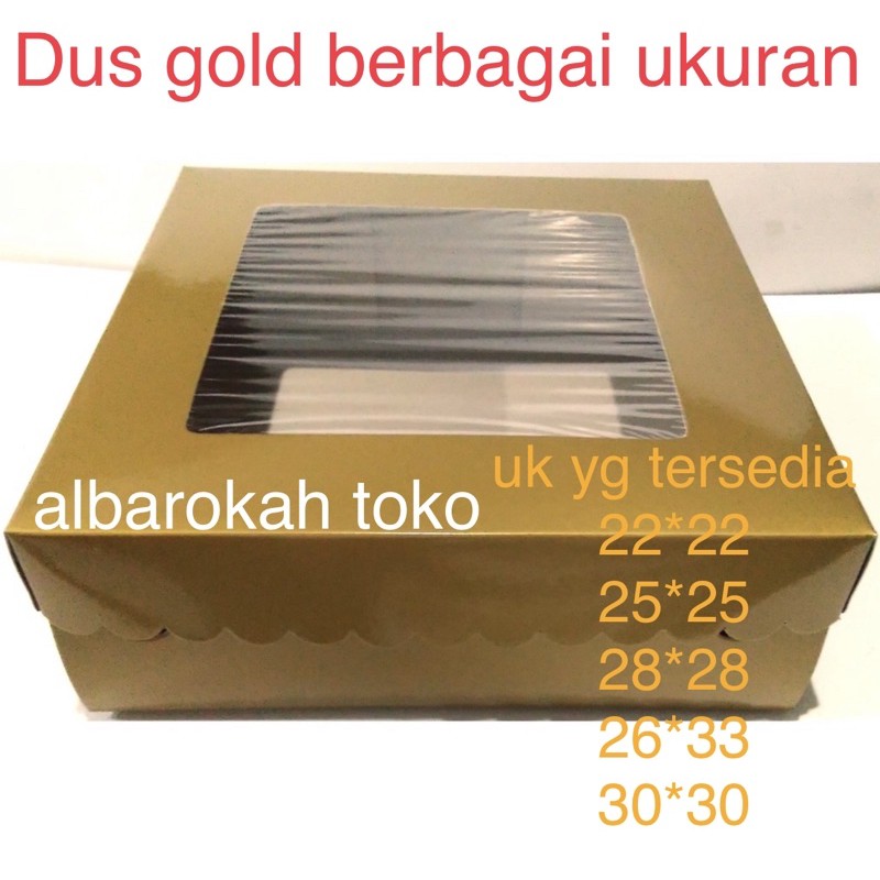 Jual Dus Gold berbagai ukuran / dus kue warna gold ukuran 22*22, 25*25 ...