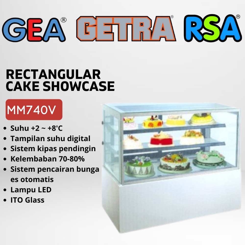 Jual MM740V RECTANGULAR CAKE SHOWCASE / LEMARI PEMAJANG KUE ORIGINAL GARANSI RESMI GEA | Shopee ...
