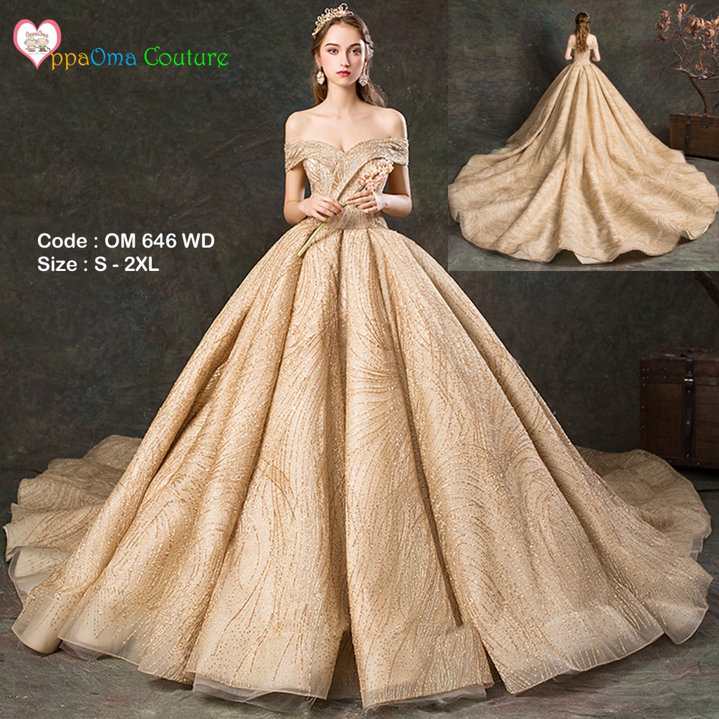 Jual Gaun pengantin ekor model putri kerajaan eropa mewah OM 646 WD ...