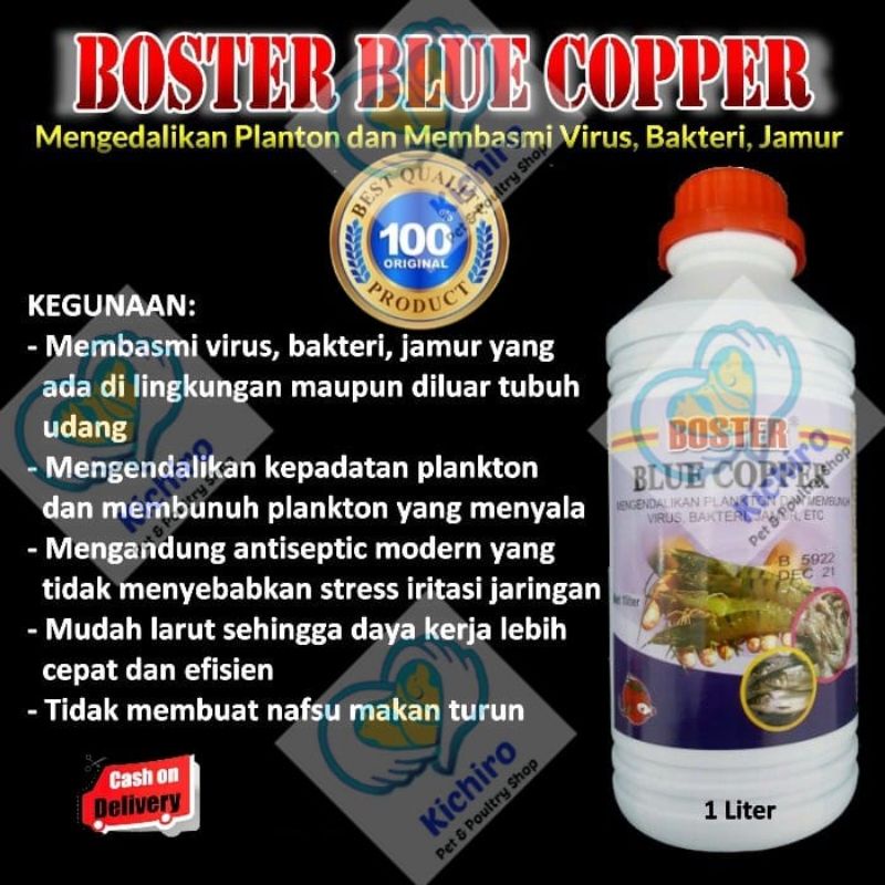 Jual Blue Copper 1 Liter Boster Membunuh Jamur, Bakteri, Virus Ikan ...