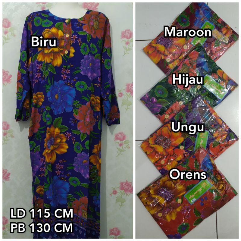Jual LONGDRES BATIK KENCANA UNGU LABEL IJO | Shopee Indonesia