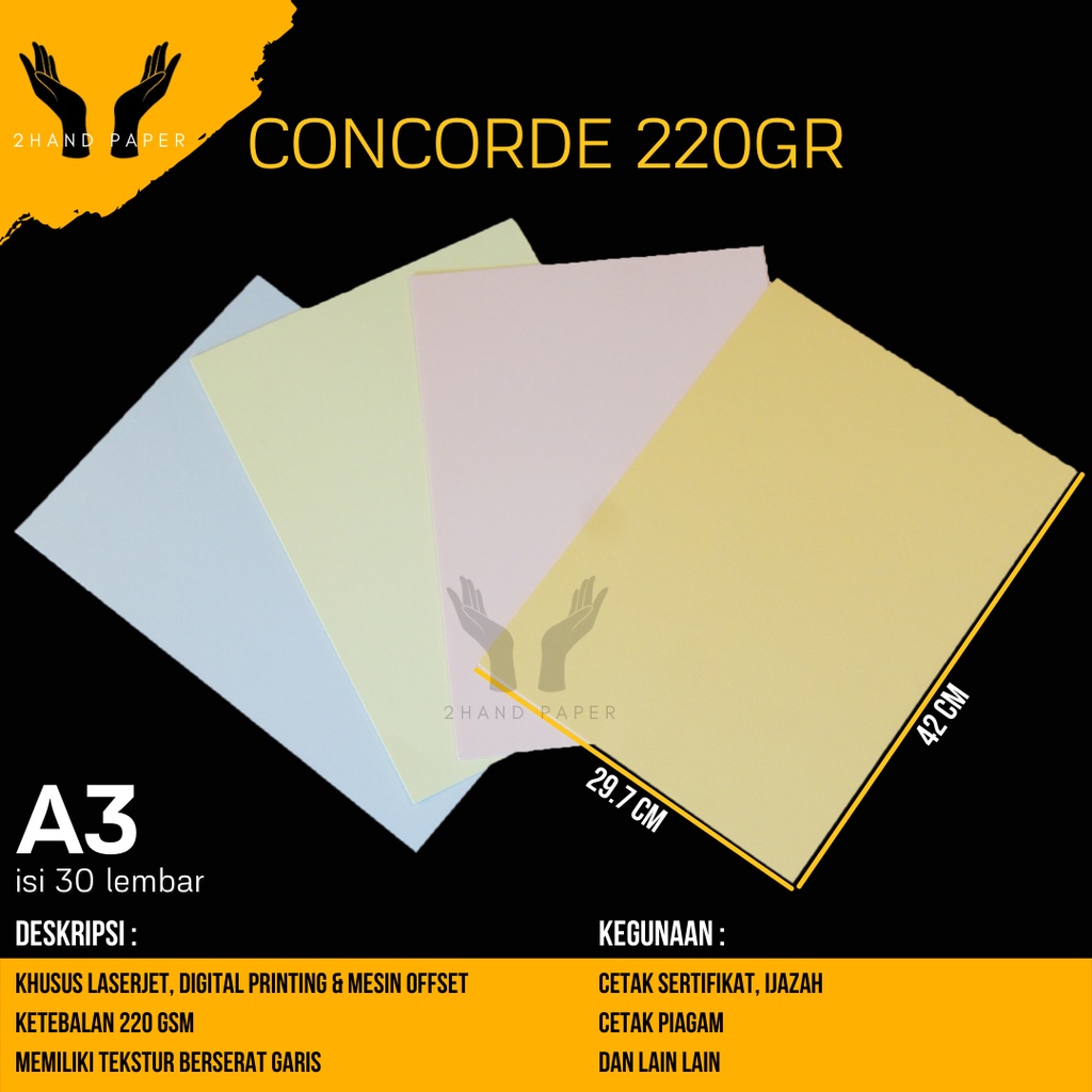 Jual Kertas Concorde A3 220 gr isi 30 lembar / Kertas Concorde A3 ...
