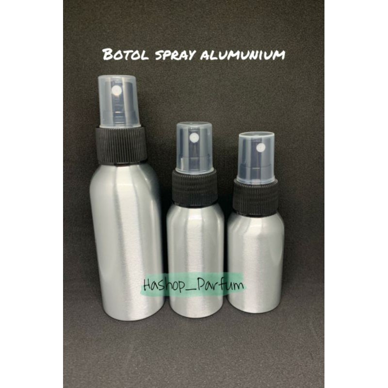 Jual Botol Spray alumunium ukuran 30ml 50ml 100ml warna black dan clear ...