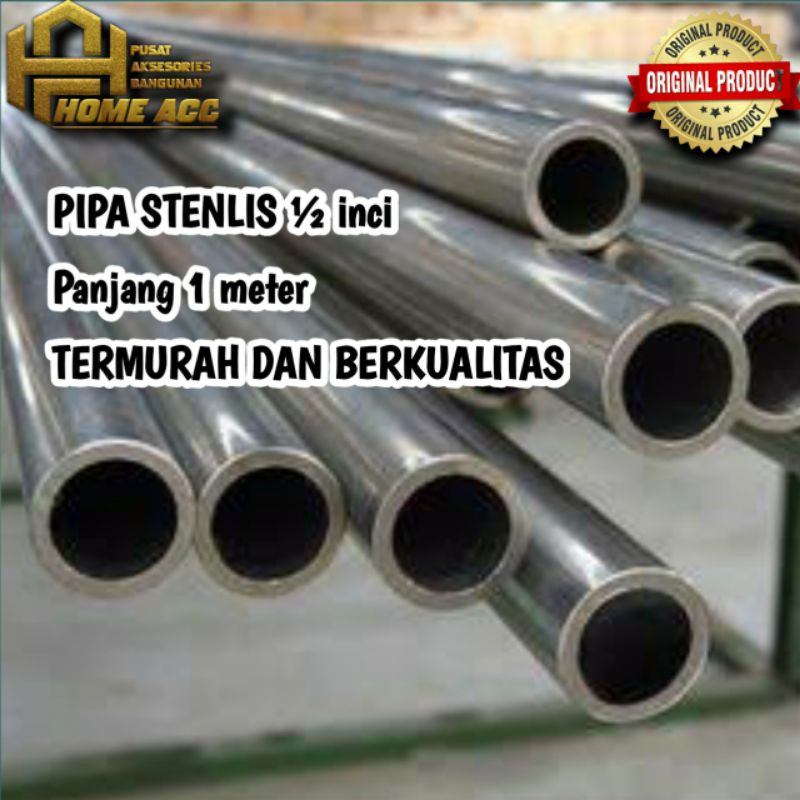 Jual pipa stenlis 1/2 inci | pipa serombong stainless od 12,5 mm | setengah inci stenlis 1/2 ...