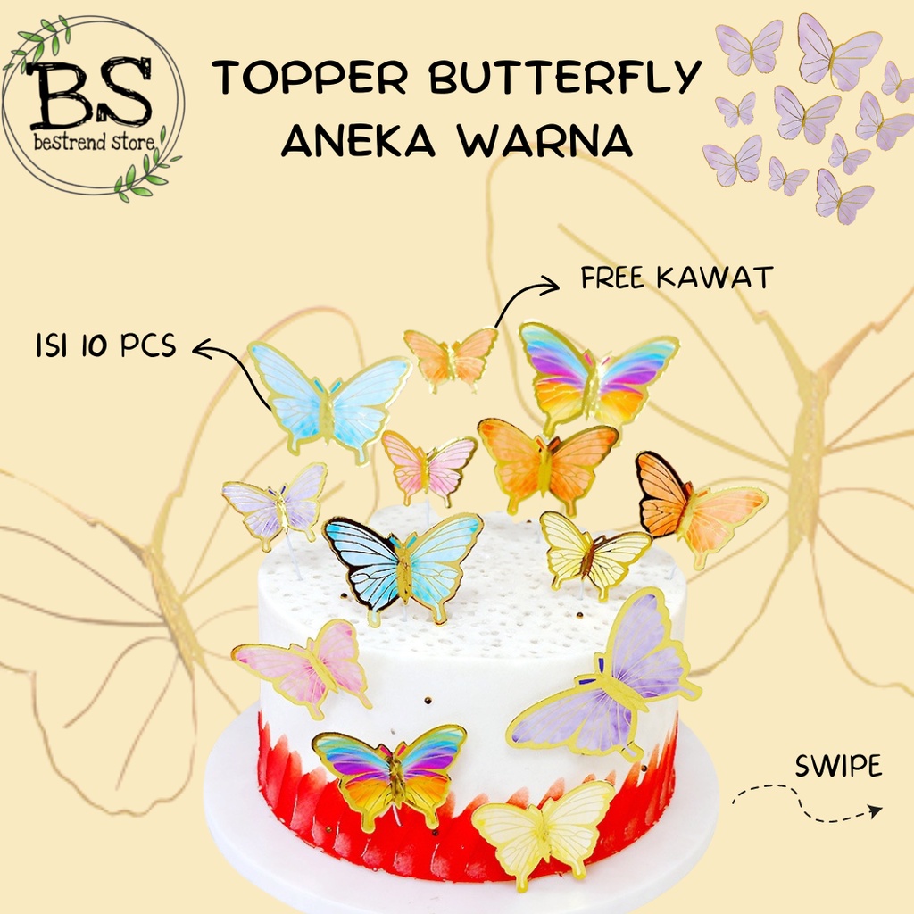 Jual Cake Topper Hiasan Kue Cake Kupu Kupu Butterfly Pink Ungu Biru ...