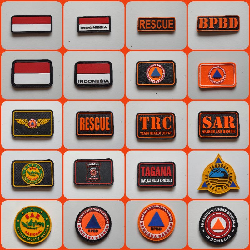 Jual patch rubber logo bpbd/bnpb/timsar/rescue/basarnas/tagana/tempelan ...