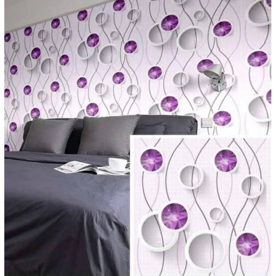 Jual Wallpaper Dinding Ukuran 45 Cm X 10 M Motif 3d Salur Diamond Ungu