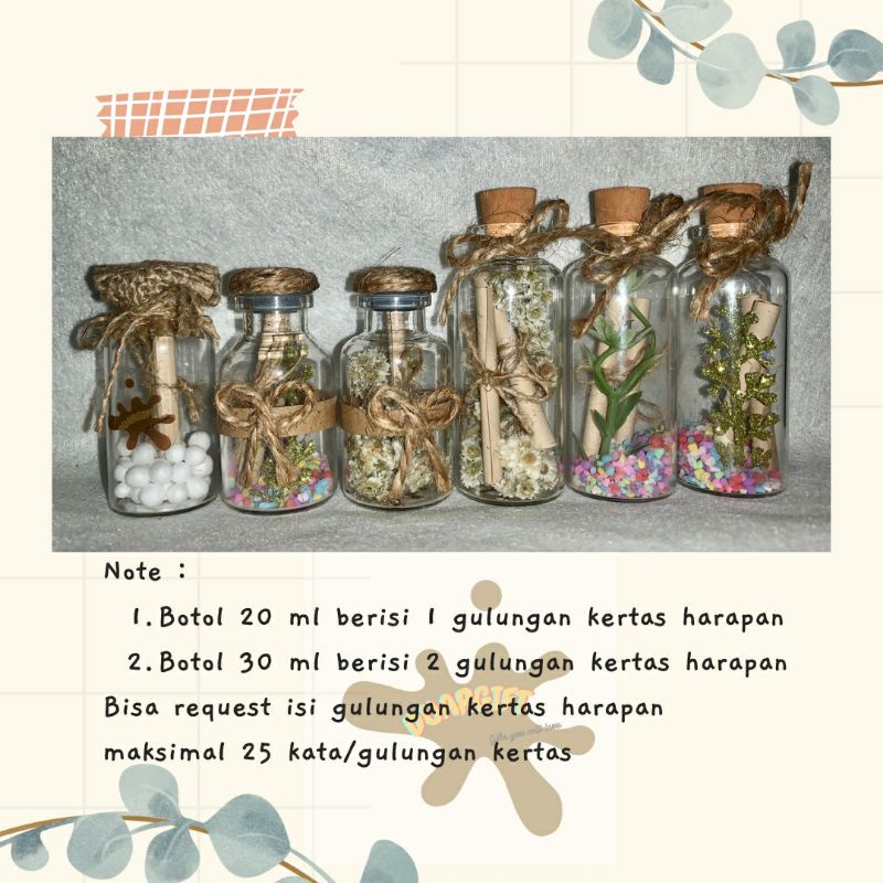 Jual Wish in Mini Bottle / Ucapan Dalam Botol / Botol Harapan / Botol ...