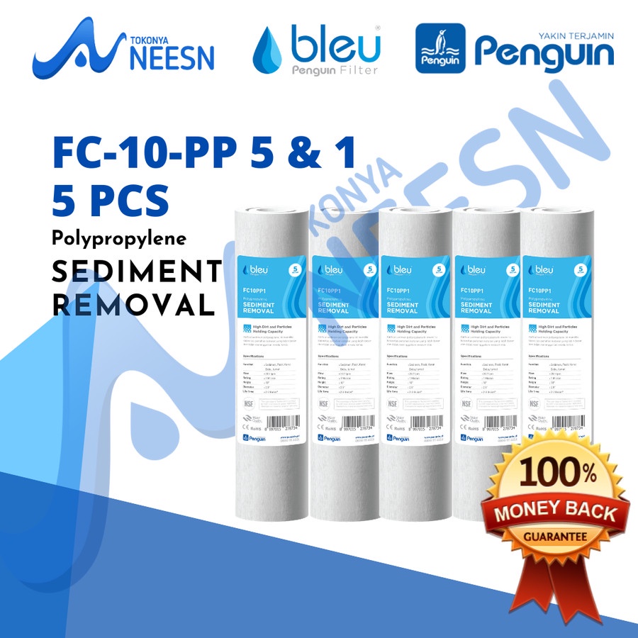 Jual 1 PAKET ISI 5 BIJI - ISI FILTER AIR Cartridge filter 10 " PP ...