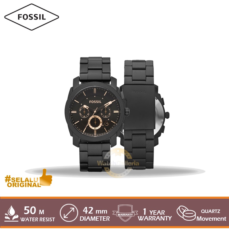 Jual Fossil FS4682IE Machine Mid-Size Chronograph Black Stainless Steel Watch | Shopee Indonesia