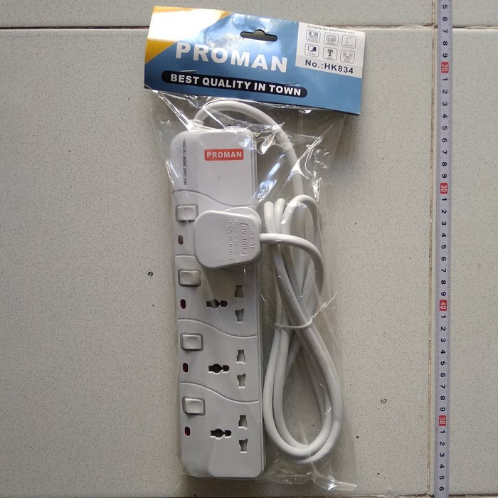 Jual HK834 PROMAN EX KABEL = 4 PORT X 13A 250 V X 2 Meter | Shopee ...
