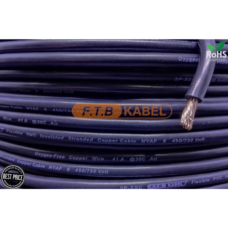 Jual SNI FUTABA KABEL NYAF 1x6 mm 750V 50M ( AF 6mm NYAF 1X6mm ) | Shopee Indonesia