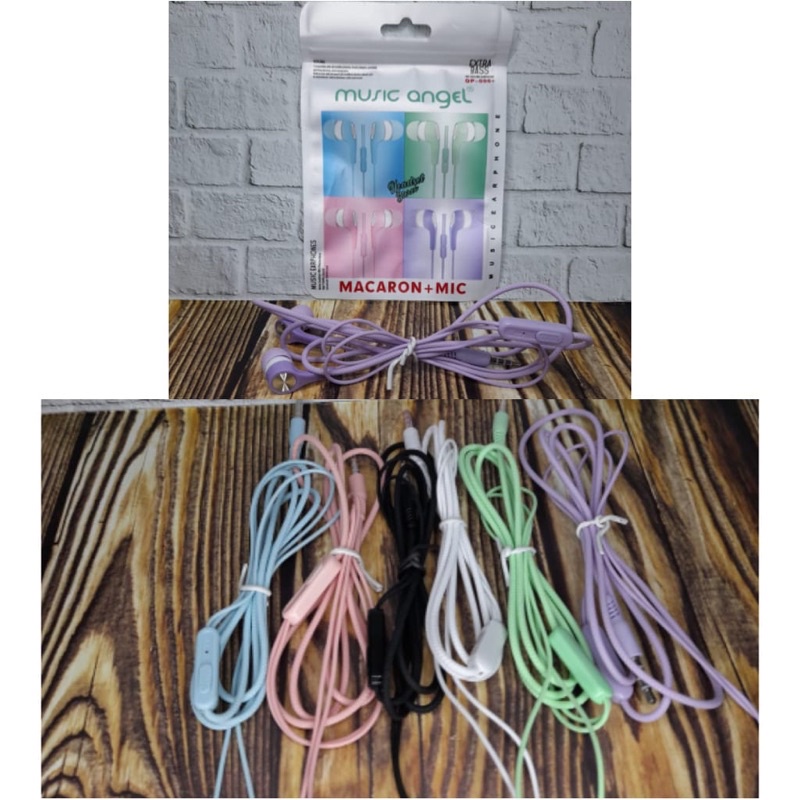 Jual Headset Music Angel Macaron Super Extra Bass Handsfree Earphone ...