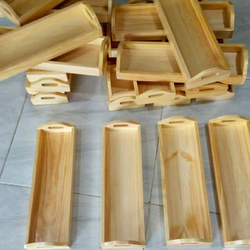 Jual Baki Kayu / Nampan Kayu / Tray Kayu Pinus Mini Serbaguna 32 x 10 x ...