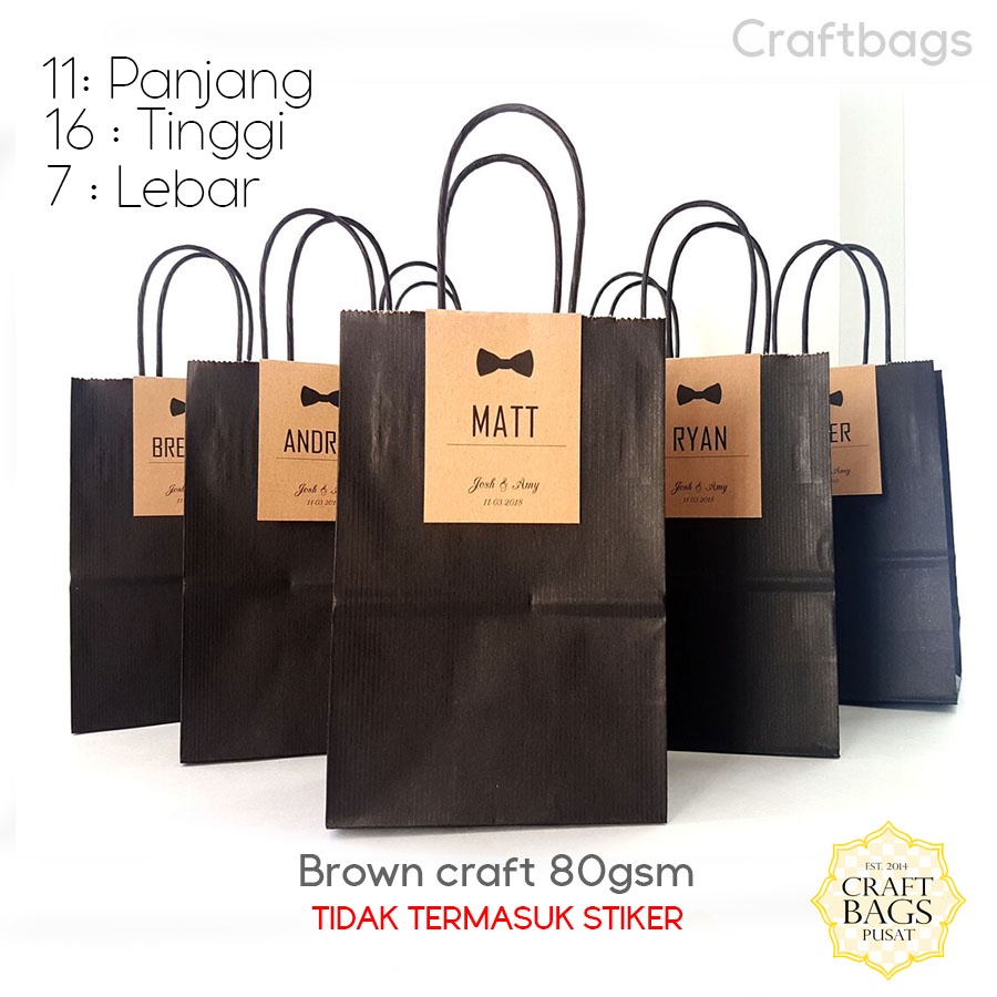 Jual Paper Bag Hitam Mini 16x7x11 CM / Paper bag warna hitam souvenir wedding packing / Papper ...