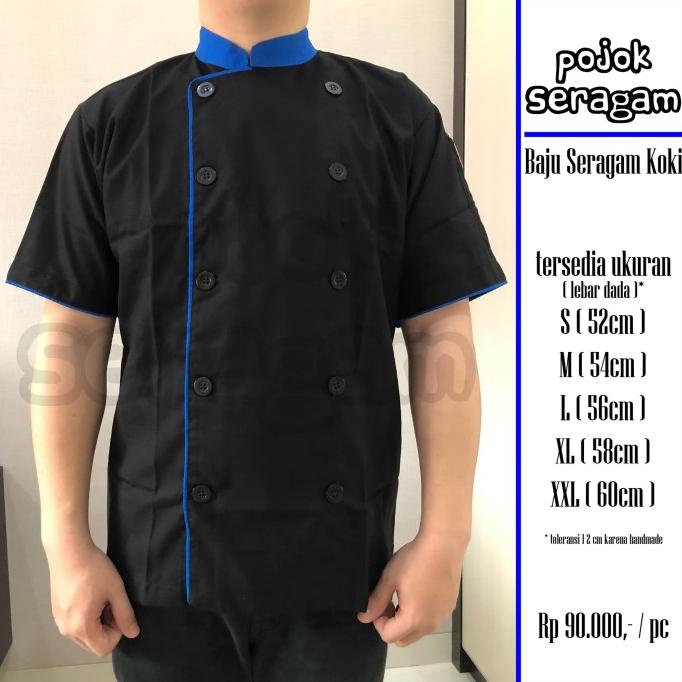 Jual Baju Seragam Koki / Chef // Lengan Pendek // Hitam-Biru | Shopee ...