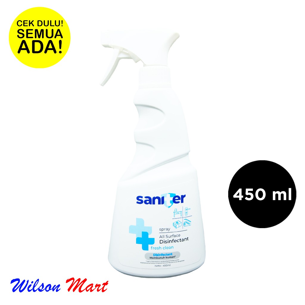 Jual SANITER ALL SURFACE DISINFECTANT SPRAY FRESH CLEAN 450 ML | Shopee ...