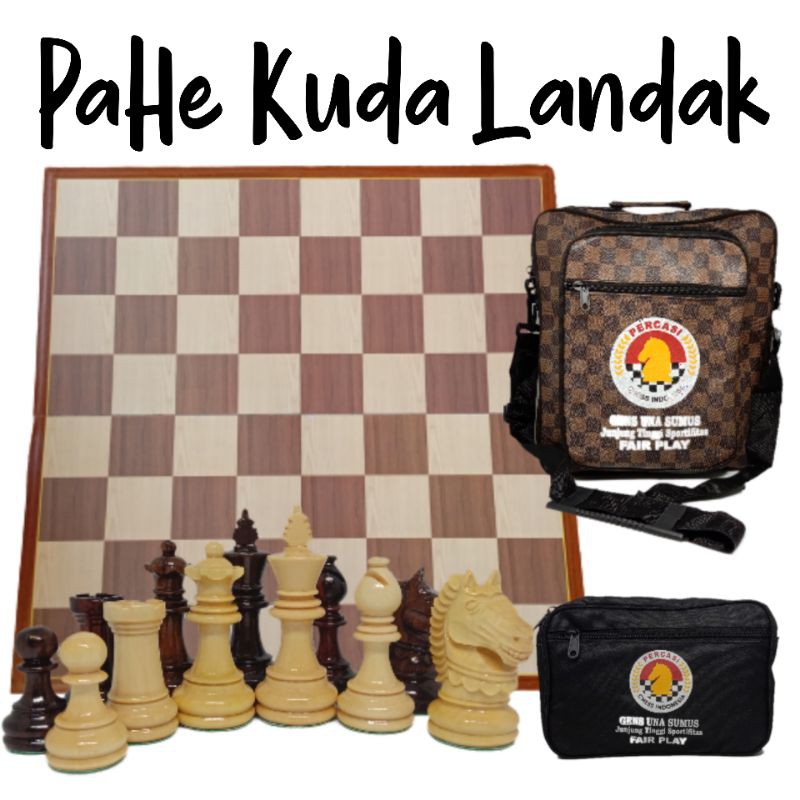 Jual Paket Hemat Catur model Kuda Landak Premium ( Bidak Hitam Kayu ...