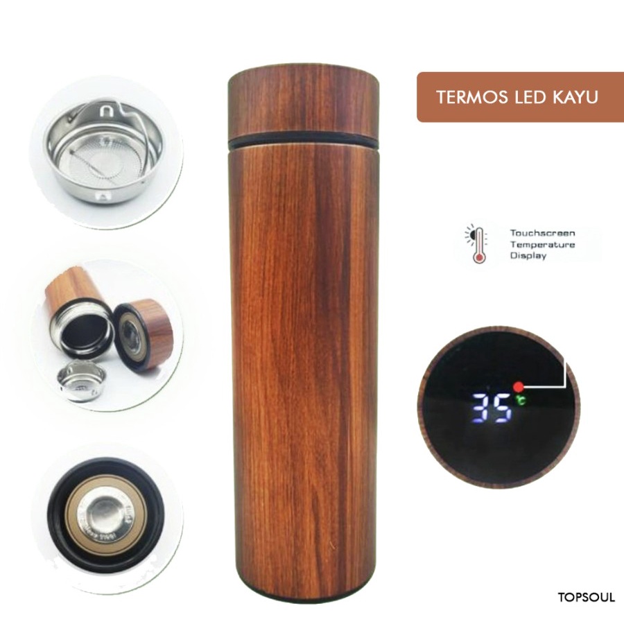 Jual Termos LED KAYU Temperatur Suhu Botol Vacuum Tumbler Termometer ...