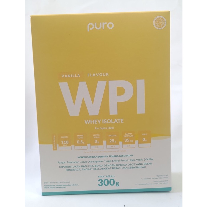 Jual PURO ISOPRO WPI WHEY ISOLATE 300gr BPOM HALAL fitnes - Vanilla ...