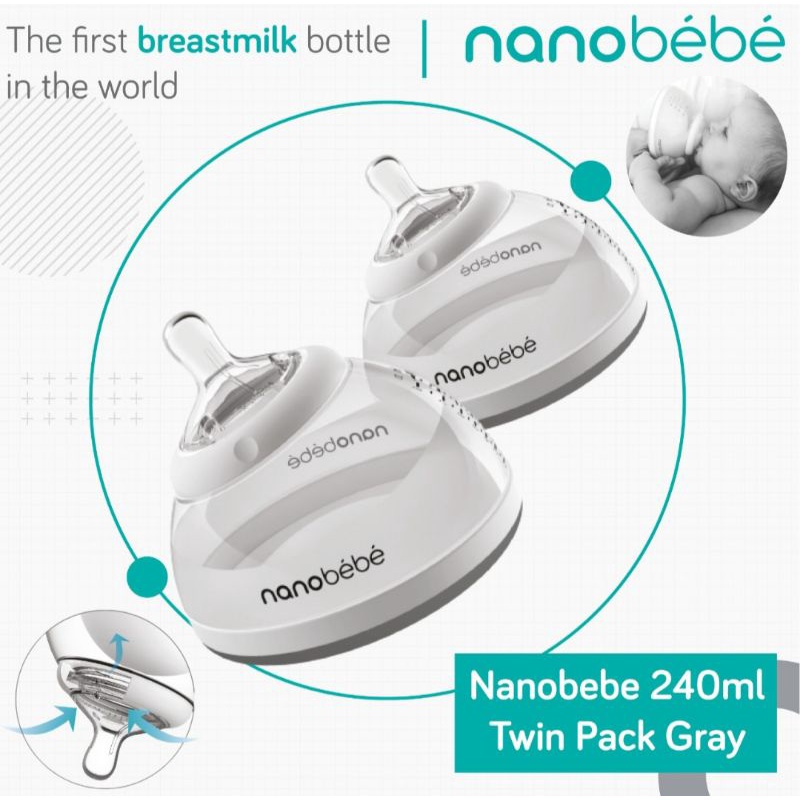 Jual NANOBEBE - NANOBEBE 240ML SINGLE -TWIN - TRIPLE PACK GRAY - BOTOL ...