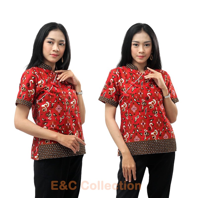 Jual Atasan Batik Wanita Cheongsam Kombinasi - Blouse Batik Wanita - S ...