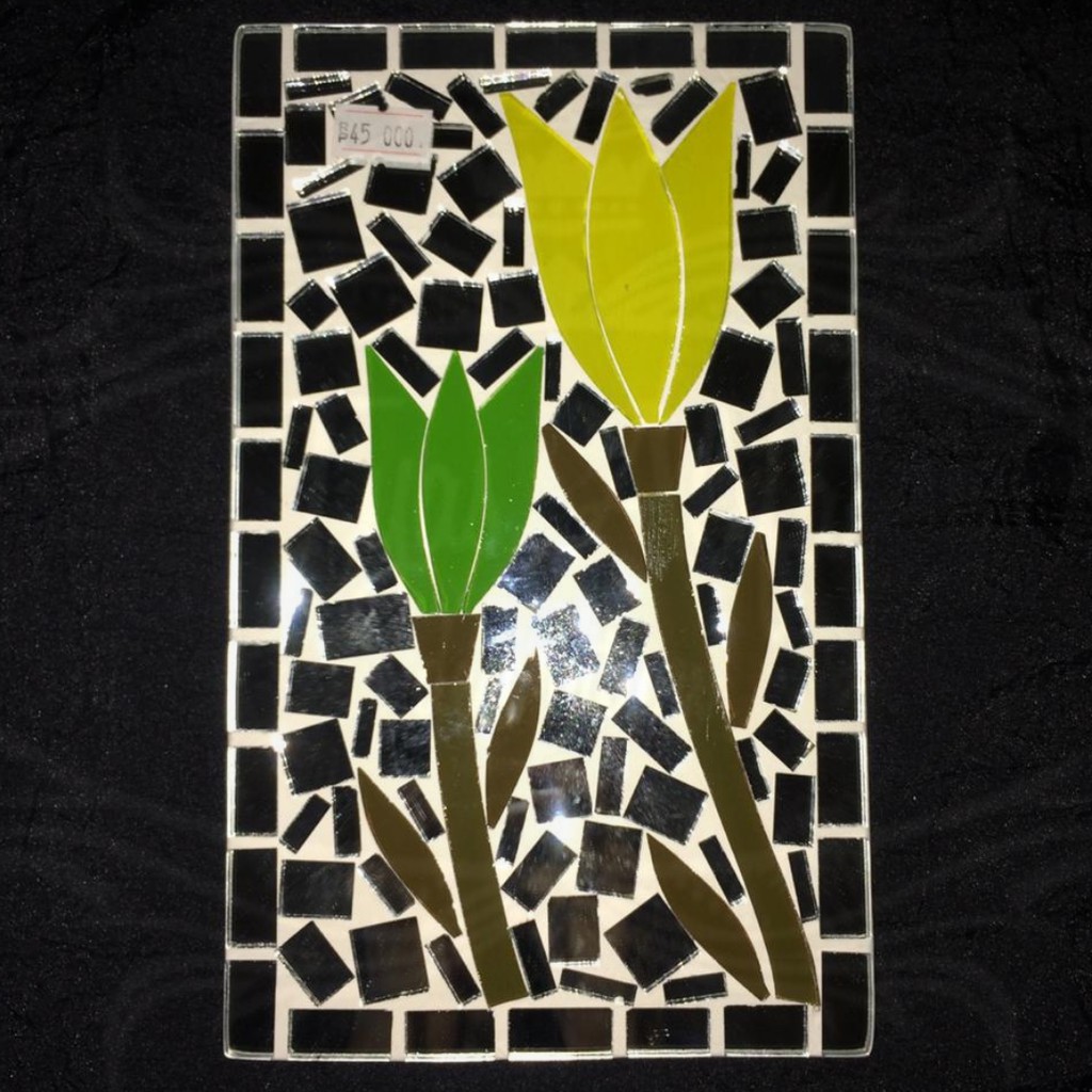 Jual Mozaik Cermin Wall Decor Bunga Tulip Kuning Hijau Batang Hijau ...