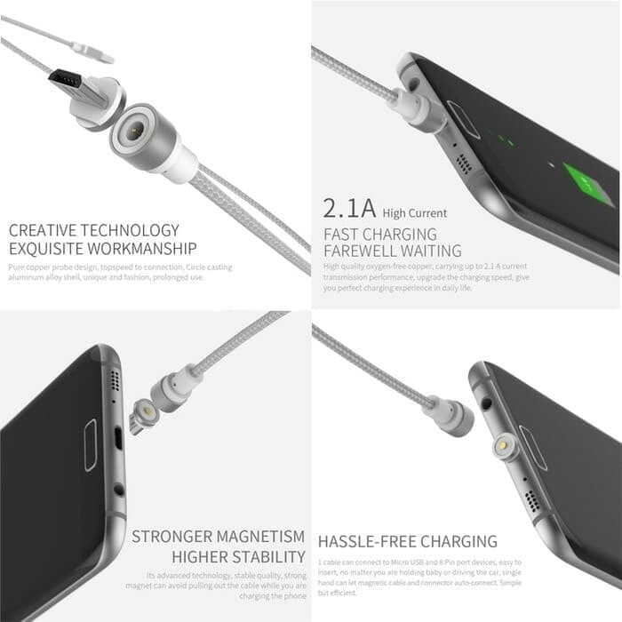 Jual Kabel Magnet Usb LED Magnetic Cabel Round colokan ( Micro Ip5 type ...