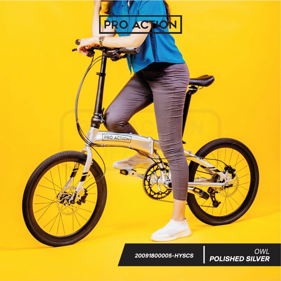 Jual Pro Action - Owl Bike Folding 10 Speed 20 inch - Polished Silver | Shopee Indonesia