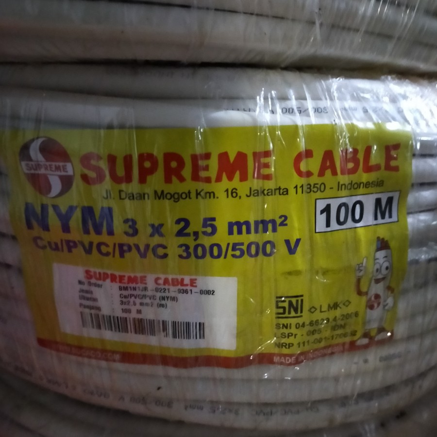 Jual KABEL TUNGGAL NYM 3X2.5 3X2,5 mm 100M (METER) SUPREME | Shopee ...