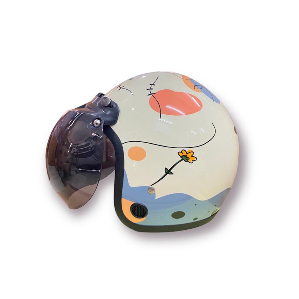 Jual Helm Bogo Retro ANT Blossom Blue + Kaca Helm | Shopee Indonesia