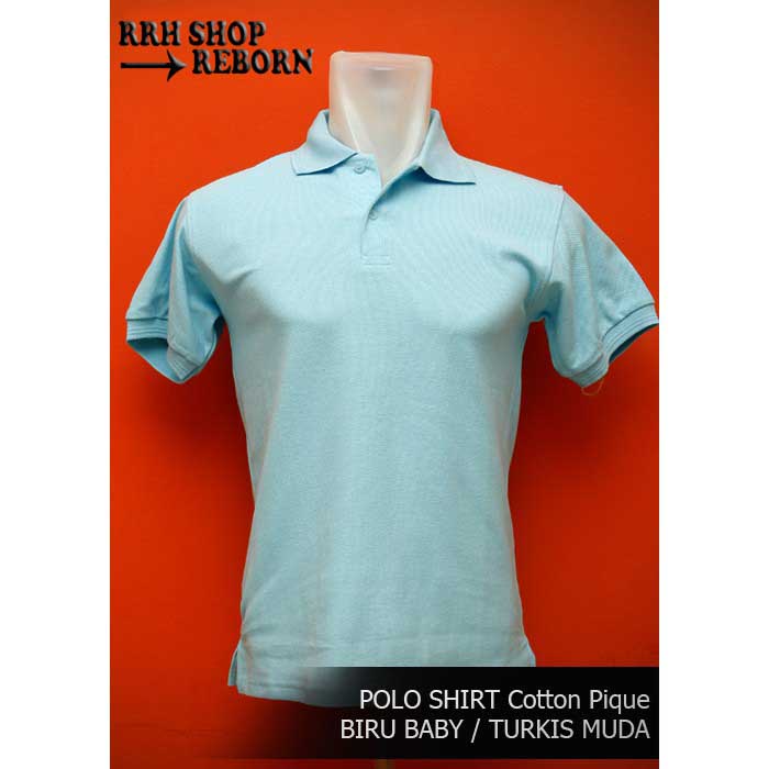 Jual Polo Shirt Polos Cotton Pique Biru Baby | Shopee Indonesia