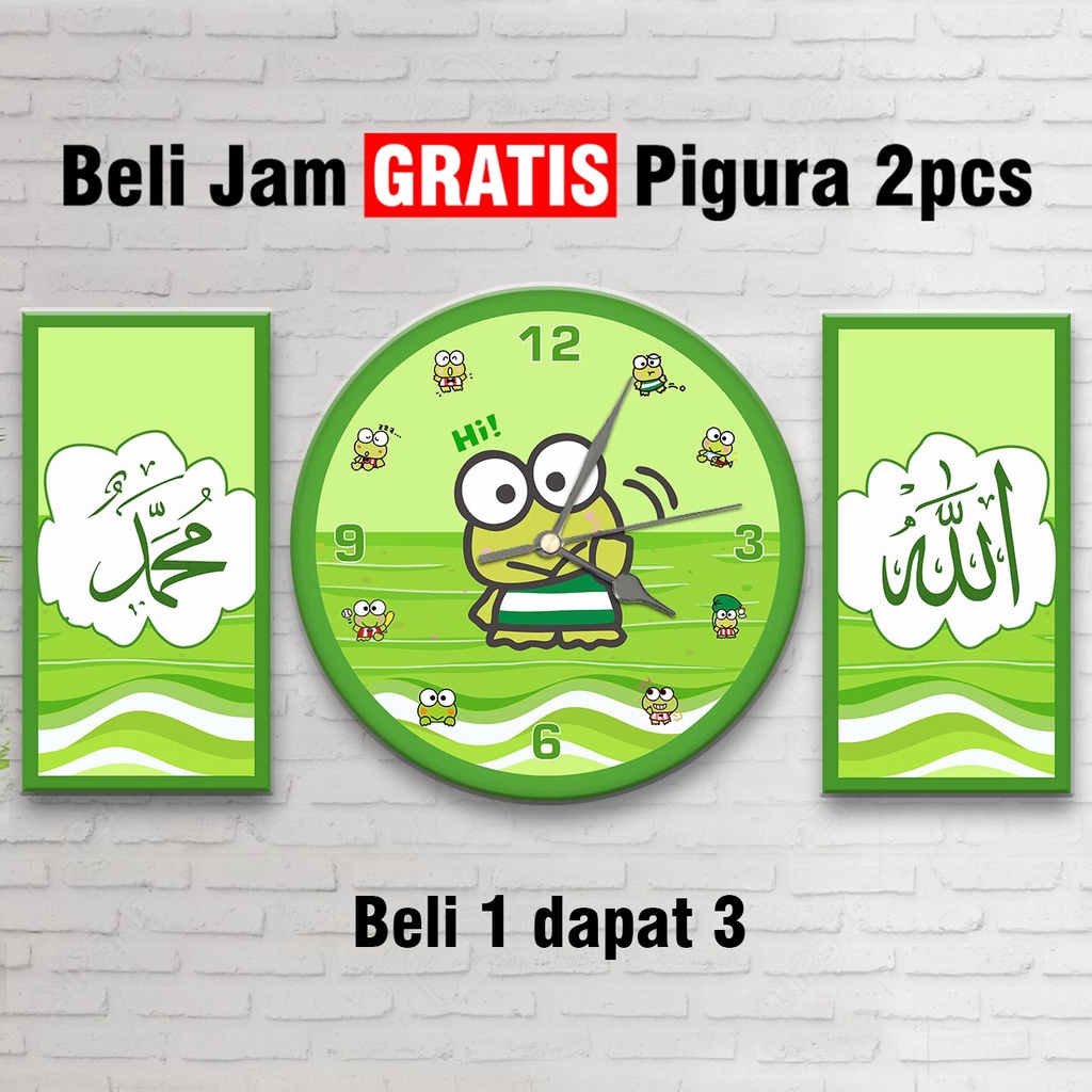 Jual JAM DINDING KARAKTER KEROPPI SET / JAM LUCU / HIASAN DINDING UNIK ...