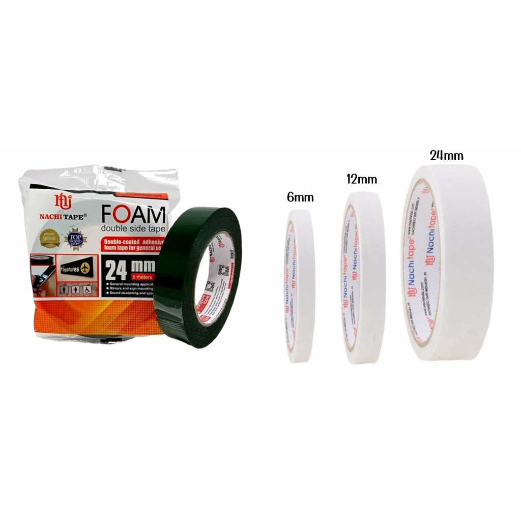Jual Double Tape / Isolasi Bolak - Balik Nachi Ukuran 6mm, 12mm, 24mm, Double Tape Foam | Shopee ...