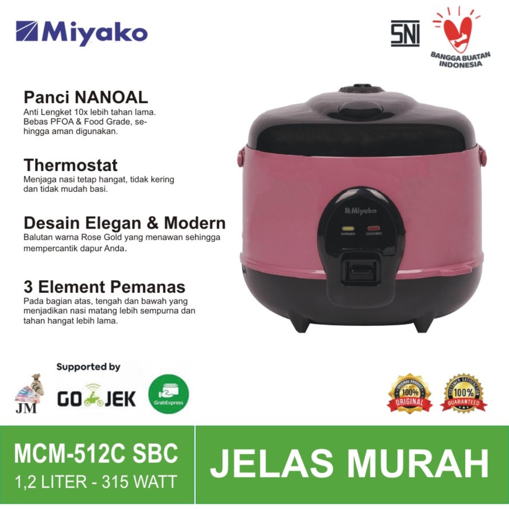 Jual Magicom / Rice Cooker 1,2 Liter 3in1 Miyako MCM-512C SBC / MCM ...