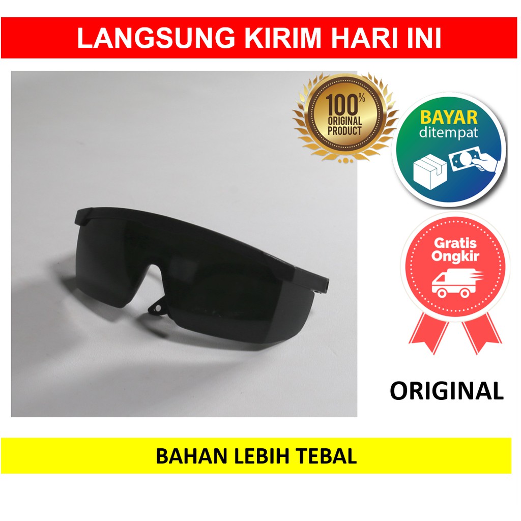 Jual Kacamata Kaca Mata Safety Hitam Glass Black Las Gerinda Grinda ...