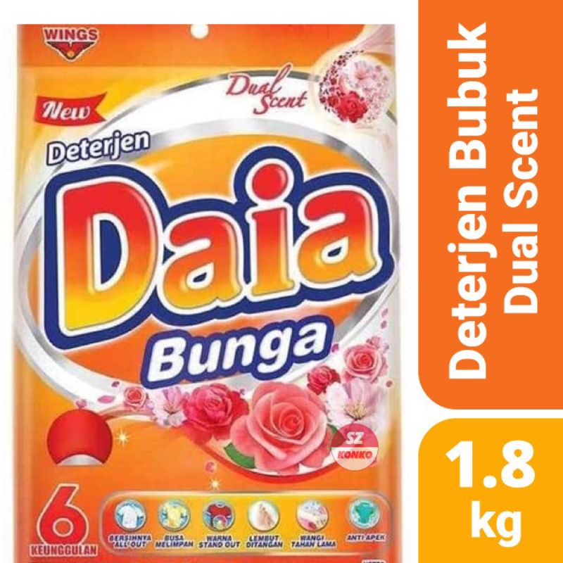 Jual DAIA Powder Detergent Floral Blossom bag 1.7 kg(eks 1.8 kg DAIA ...