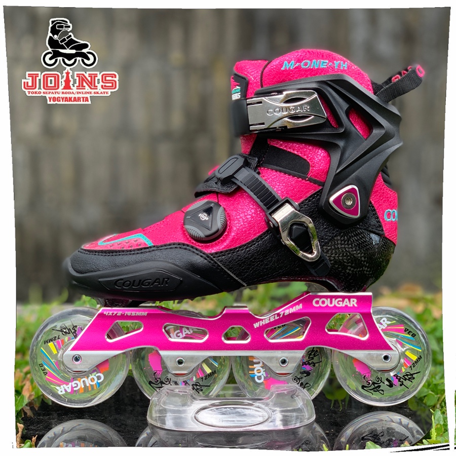 Jual Sepatu Roda Inline Skates Cougar M-One YH Silver Pink Black ...