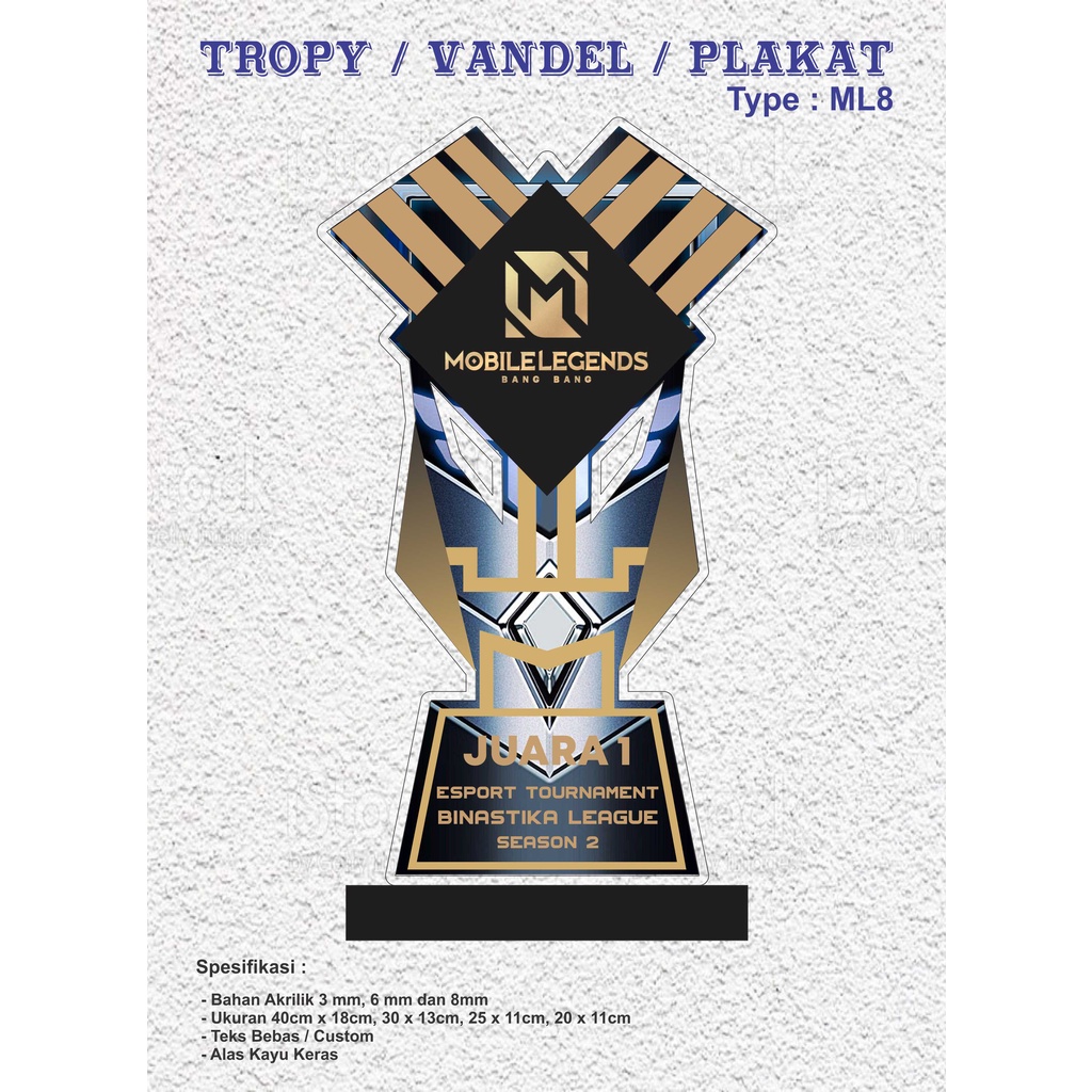 Jual Trophy MLBB/Piala Mobile Legends/Plakat Mobile Legends/Bahan ...