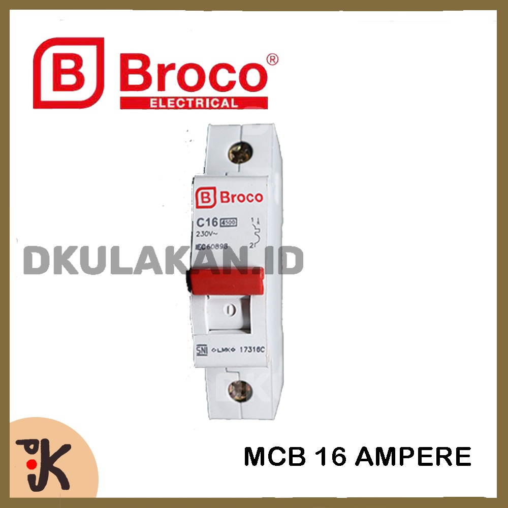 Jual BROCO MCB 1 PHASE 16A 17316C MINIATURE CIRCUIT BREAKER 1P C16 | Shopee Indonesia