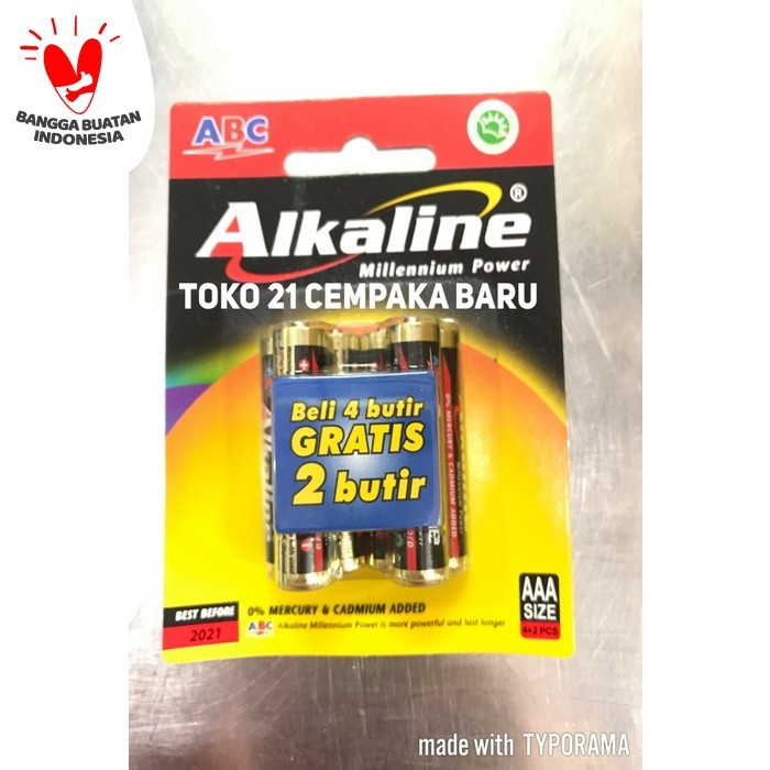 Jual Baterai Alkaline AAA isi 6 ( 4+2 ) Pcs | Batu Batrai Batre Battery ...