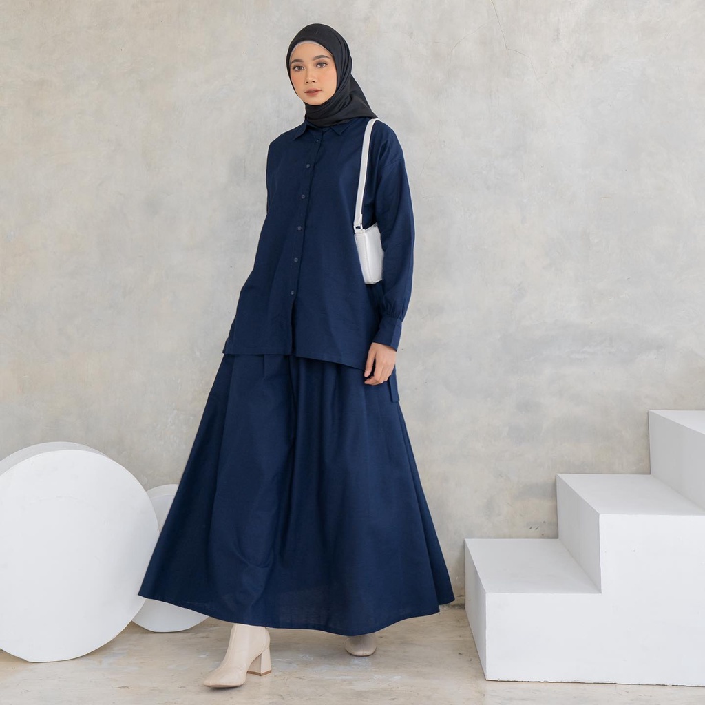 Jual MANA SET LINEN NAVY / SETELAN BAJU MUSLIM / SET BAJU MUSLIM ...