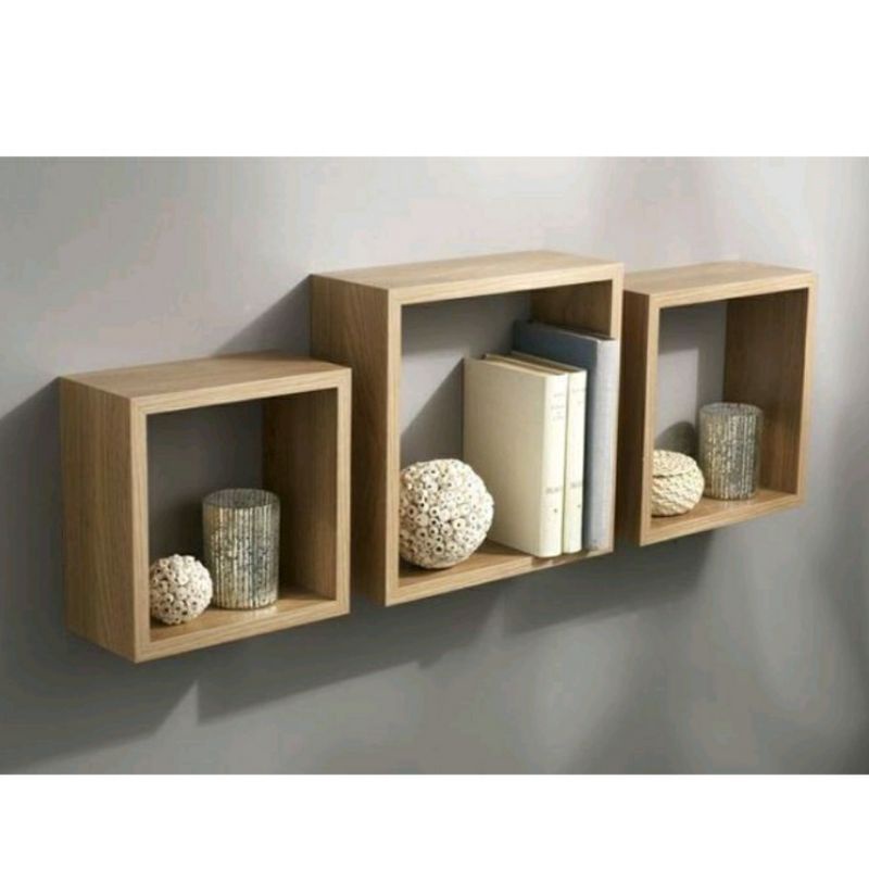 Jual Rak dinding Kayu Gantung Minimalis Model Kotak - Rak buku ...